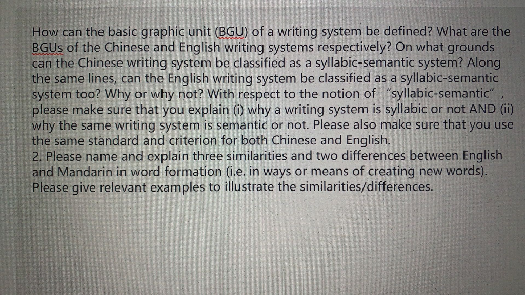 How can the basic graphic unit (BGU) of a writing | Chegg.com