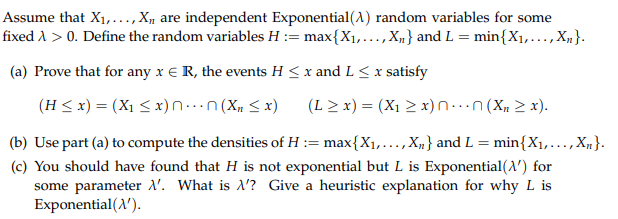 Solved Assume that X1,…,Xn are independent Exponential(λ) | Chegg.com