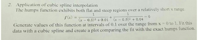 Solved 2. Application of cubic spline interpolation The | Chegg.com