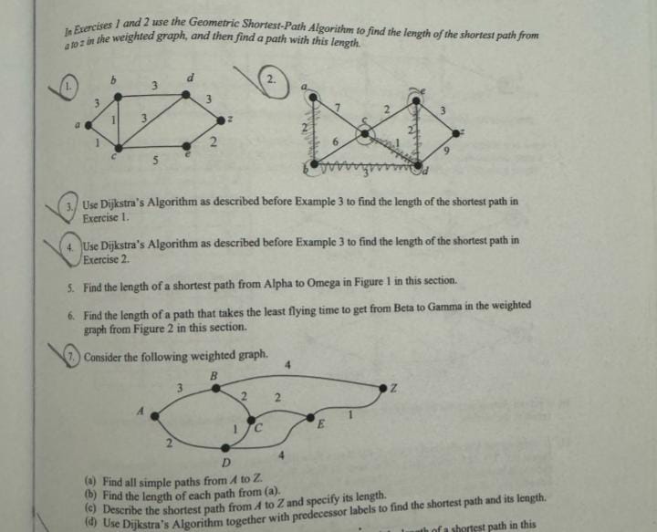 Solved In Exarcises I And 2 Use The Geometric Shortest Path