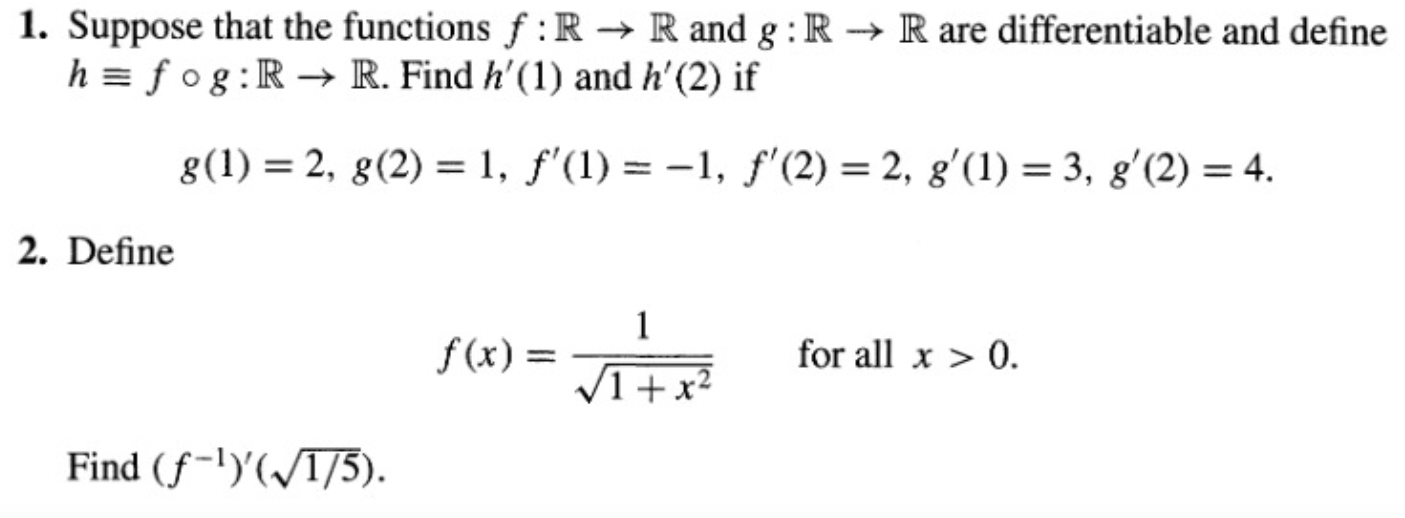 Solved 1. Suppose that the functions f:R→R and g:R→R are | Chegg.com
