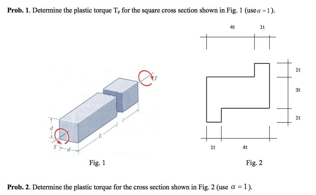 Solved Prob. 1. Determine the plastic torque To for the | Chegg.com
