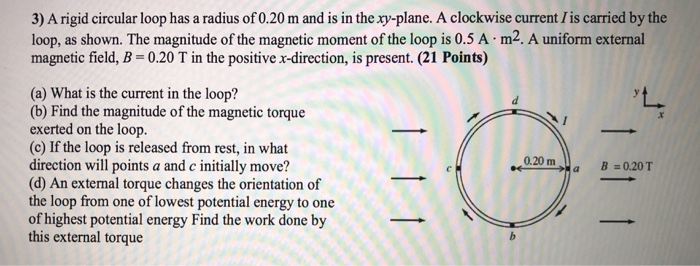 Solved 3) A rigid circular loop has a radius of 0.20 m and | Chegg.com