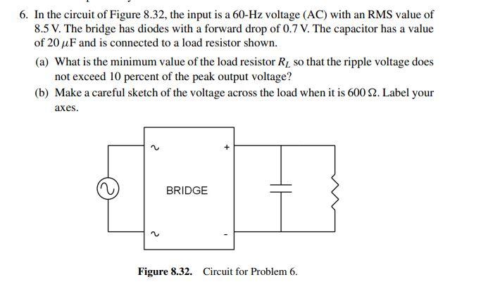 Solved 6. In the circuit of Figure 8.32, the input is a | Chegg.com