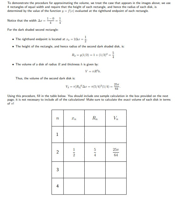 Solved Using the disc method procedure posted below, fill in | Chegg.com