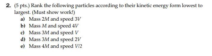 Solved 2. (5 pts.) Rank the following particles according to | Chegg.com