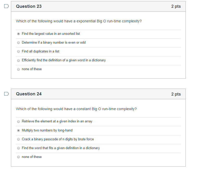 Solved ion 23 2 Pts Which Of The Following Would Have A Chegg
