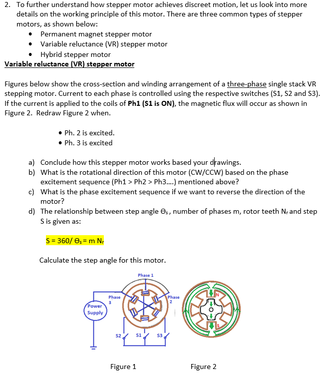 Solved 2. To further understand how stepper motor achieves | Chegg.com