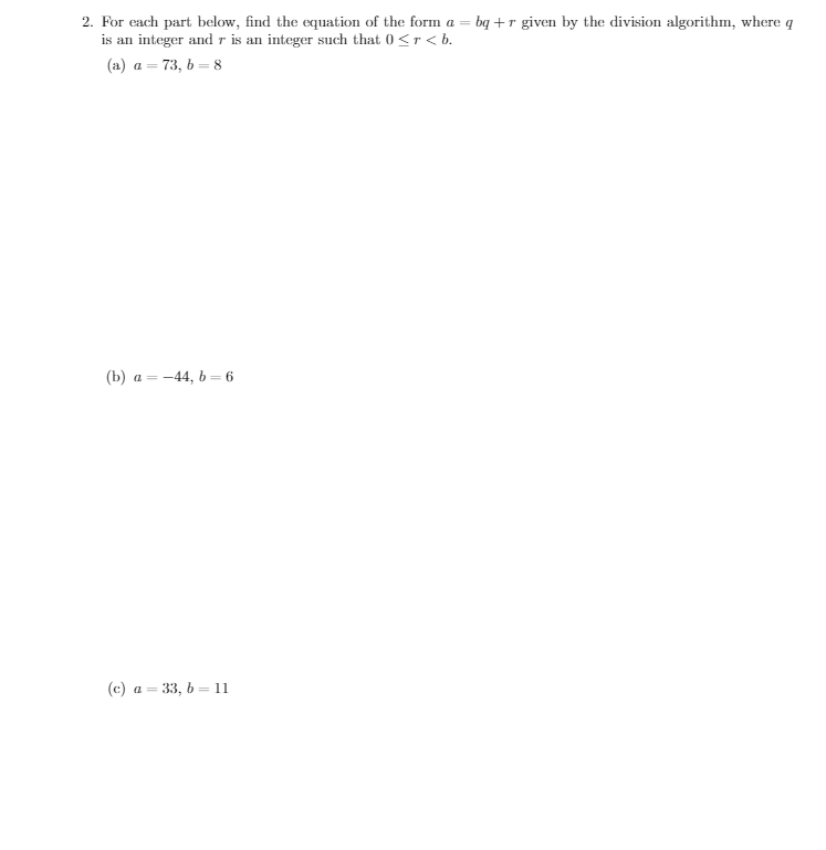 Solved 2. For each part below, find the equation of the form | Chegg.com