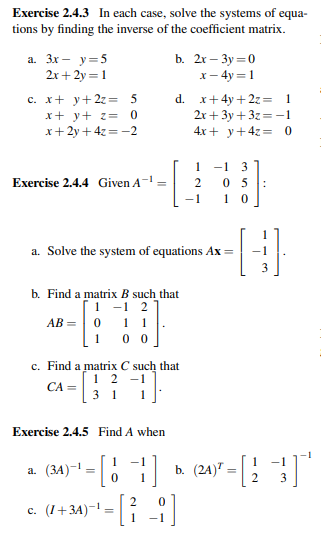 Solved Exercise 2.4.3 In each case, solve the systems of | Chegg.com