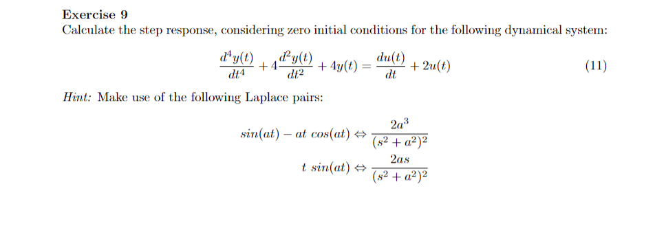 Solved Exercise 9Calculate the step response, considering | Chegg.com