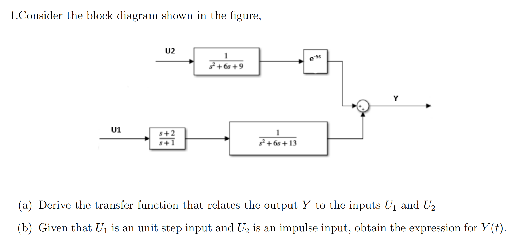 Solved 1.Consider the block diagram shown in the figure, (a) | Chegg.com