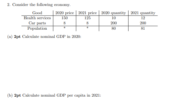Solved Consider the following economy.(a) 2pt Calculate | Chegg.com Solved Consider the following economy.(a) 2pt Calculate | Chegg.com