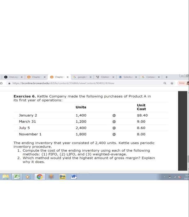 Solved Sheet1 Sheet2 Sheet3 Exercise 6 Kettle Company FIFO | Chegg.com
