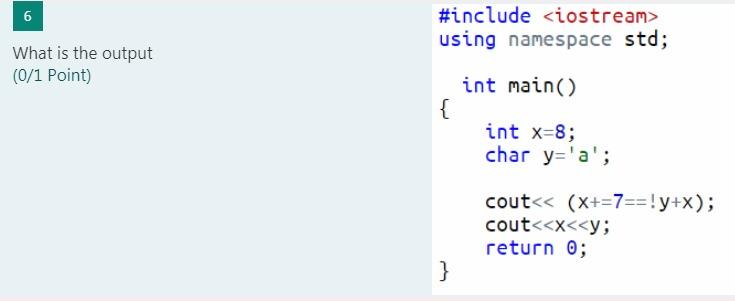 Solved 6 #include using namespace std; What is the output | Chegg.com