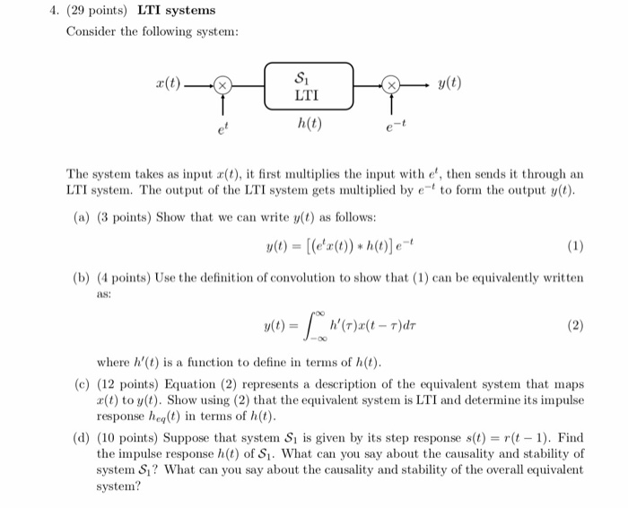 Solved 4. (29 points) LTI systems Consider the following | Chegg.com