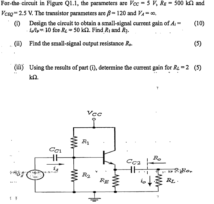 Solved For-the circuit in Figure Q1.1, the parameters are | Chegg.com
