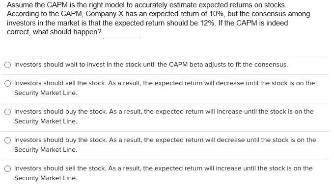 Solved Assume the CAPM is the right model to accurately | Chegg.com