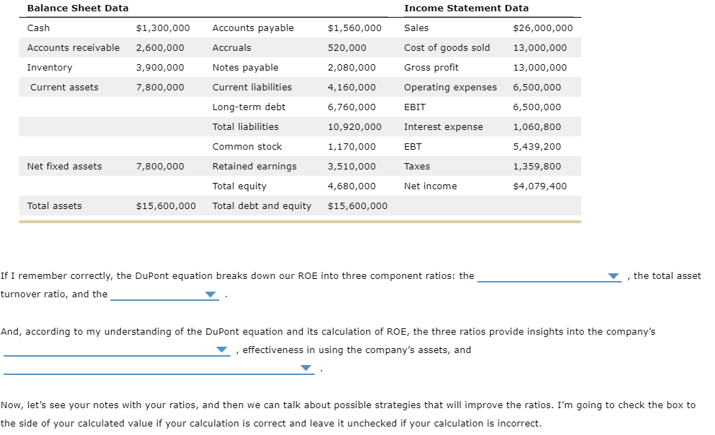 Solved Balance Sheet Data Income Statement Data Cash | Chegg.com