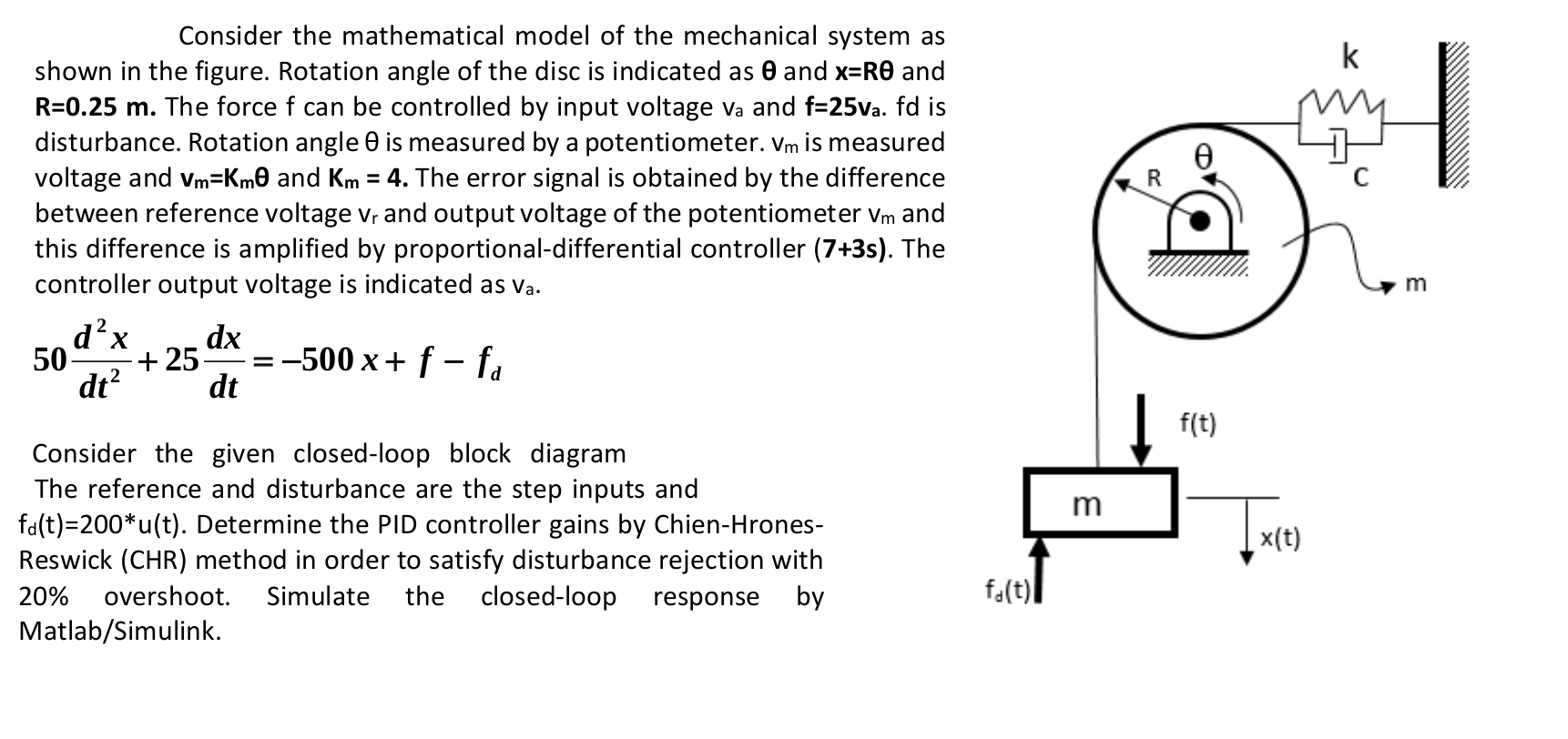 k mm Consider the mathematical model of the | Chegg.com