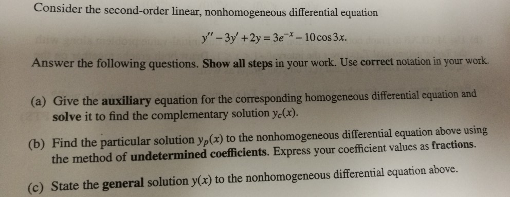 Solved Consider the second-order linear, nonhomogeneous | Chegg.com