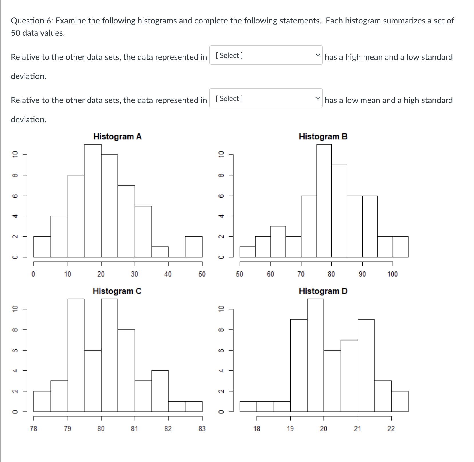 Solved Question 6: Examine the following histograms and | Chegg.com