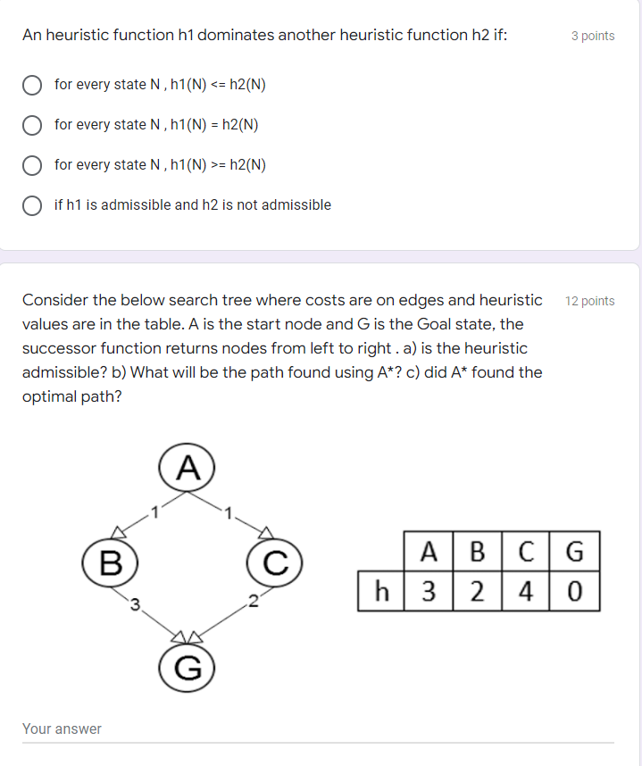Solved An heuristic function h1 dominates another heuristic | Chegg.com