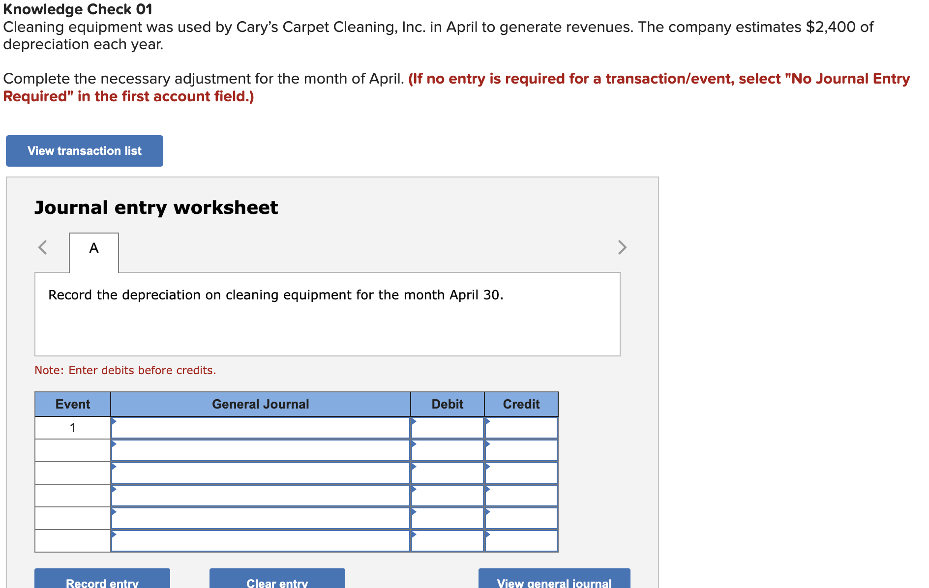 Solved Cleaning equipment was used by Cary's Carpet | Chegg.com