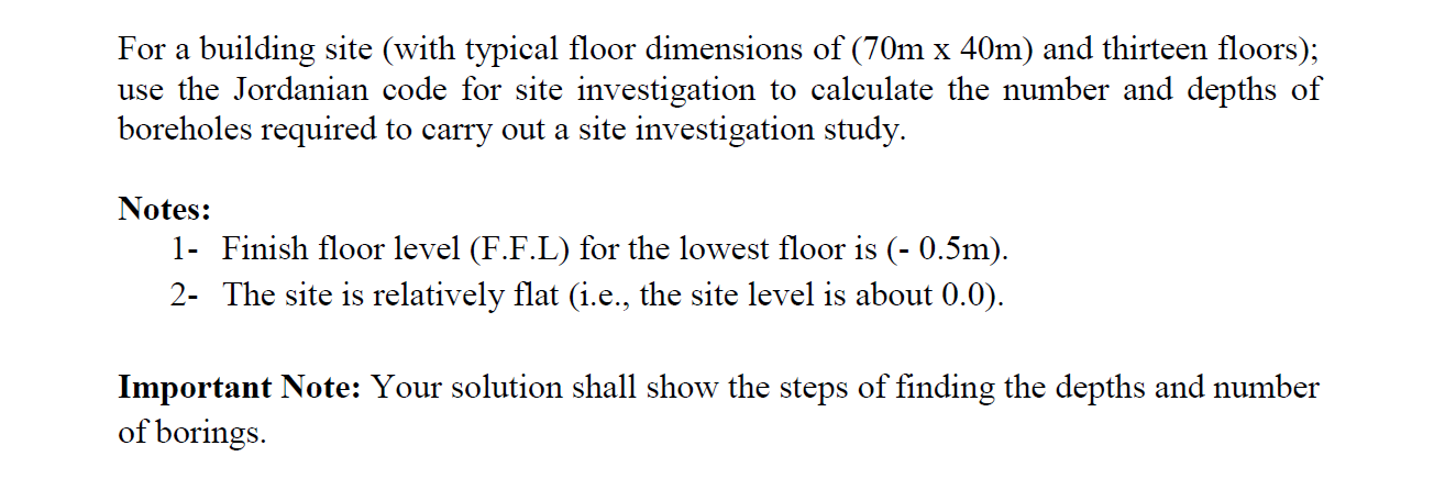 Solved For a building site (with typical floor dimensions of | Chegg.com