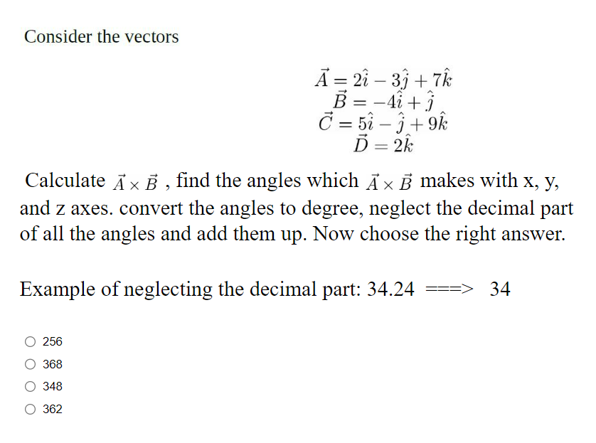 Solved Consider the vectors | Chegg.com