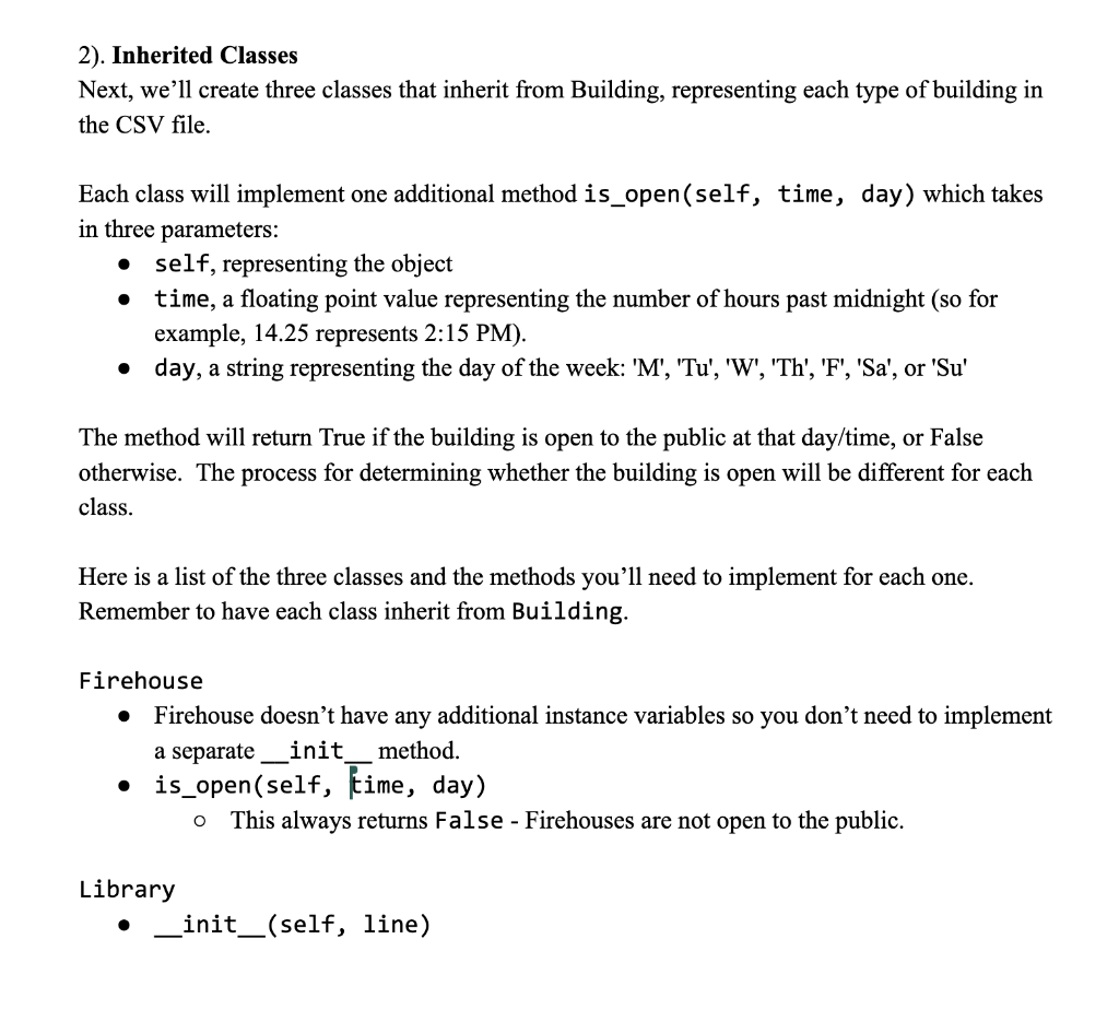 Solved 2). Inherited Classes Next, we'll create three | Chegg.com
