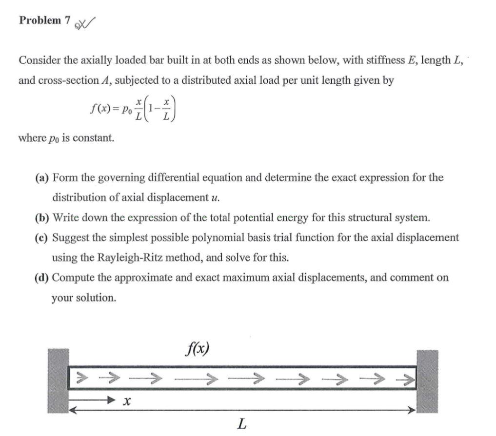 Solved Problem 7 Consider the axially loaded bar built in at | Chegg.com