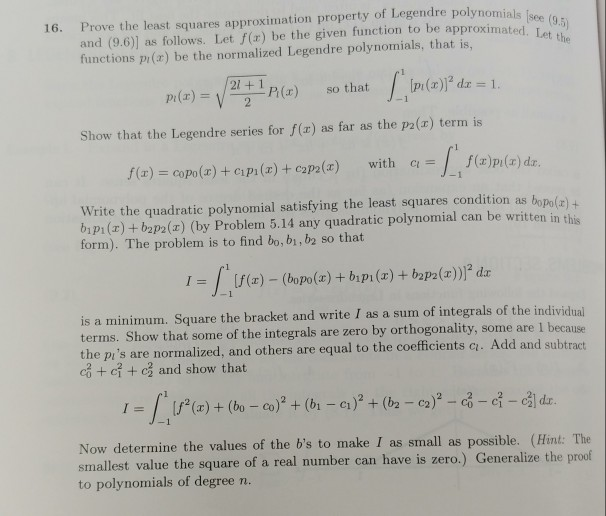 Solved Prove the least squares approximation property of | Chegg.com