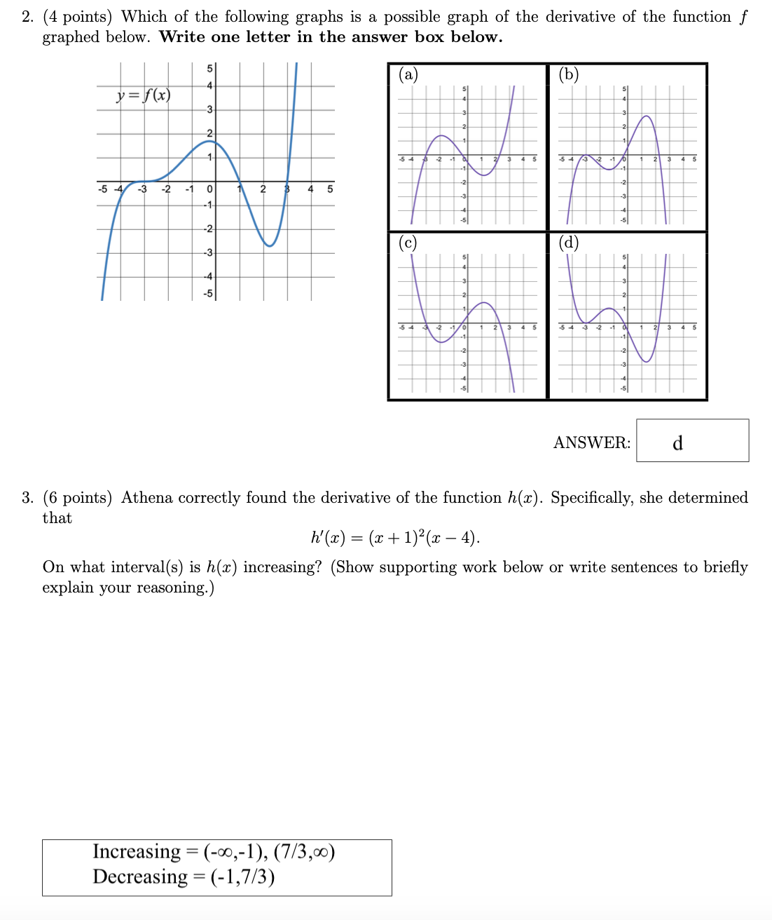 Solved 2. (4 points) Which of the following graphs is a | Chegg.com