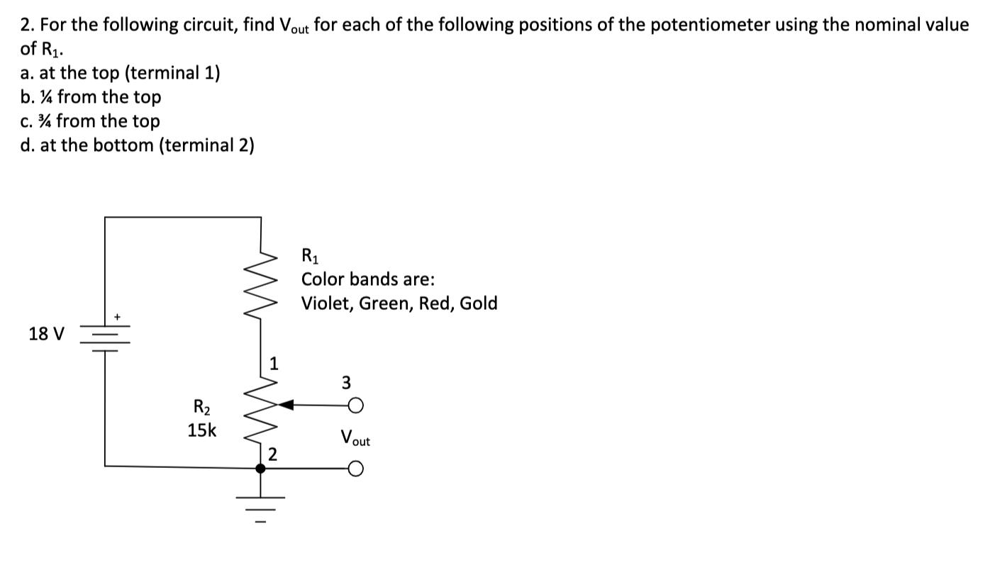Solved 2. For the following circuit, find Vout for each of | Chegg.com