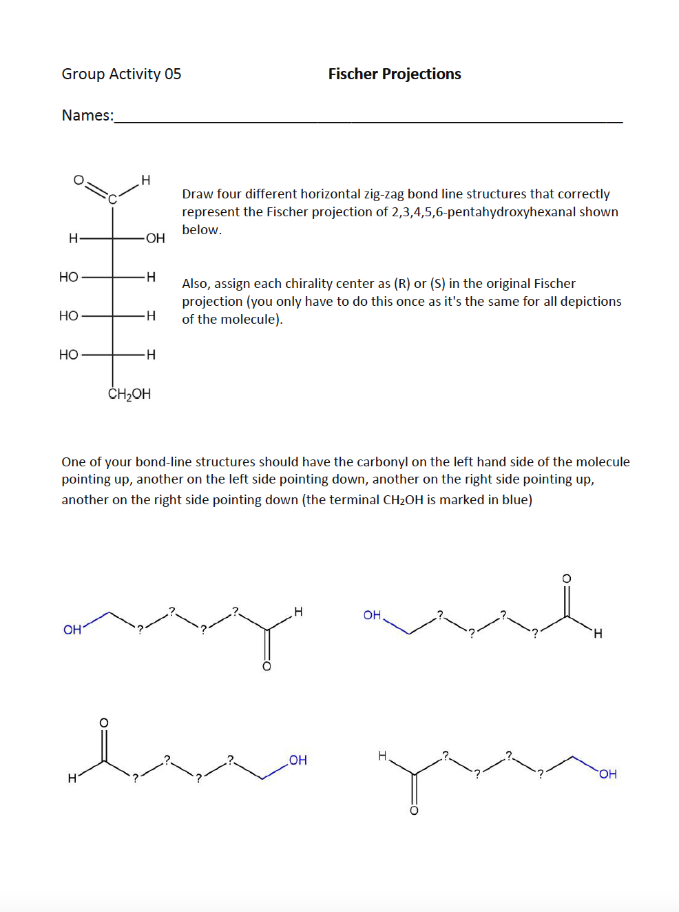 Solved Group Activity 05 Fischer Projections Names: H Draw | Chegg.com