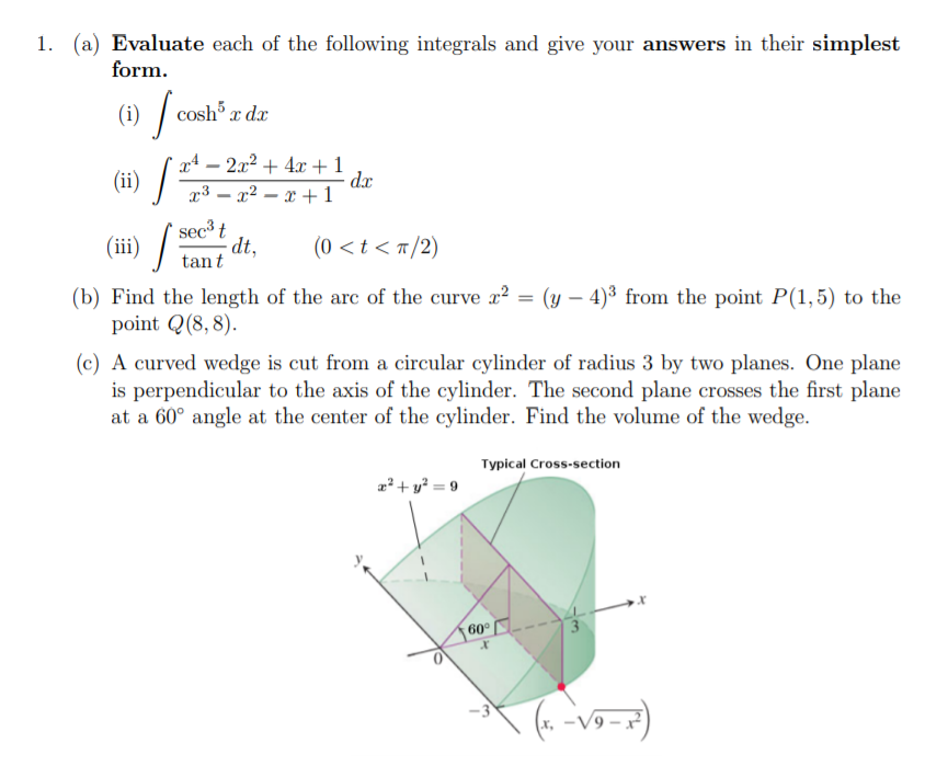 Solved 1. (a) Evaluate each of the following integrals and | Chegg.com