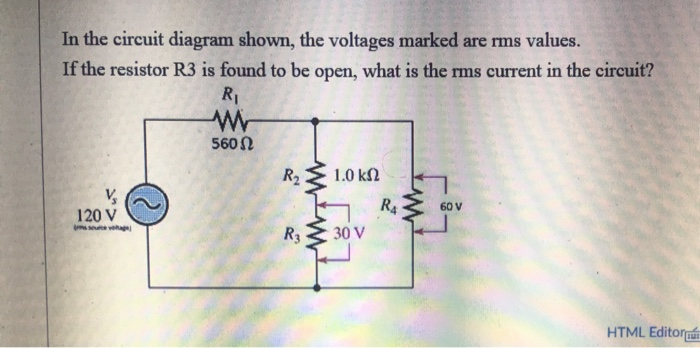 Solved circuit diagram shown, the voltages marked are rms | Chegg.com