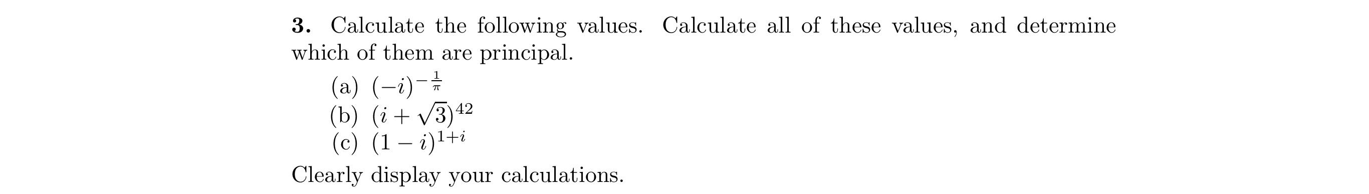 Solved TT 3. Calculate the following values. Calculate all | Chegg.com