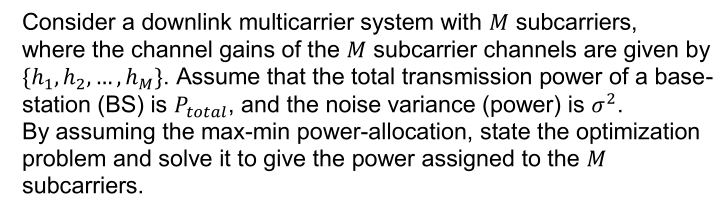 Consider a downlink multicarrier system with M | Chegg.com