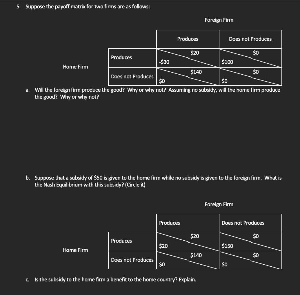 Solved Suppose the payoff matrix for two firms are as | Chegg.com