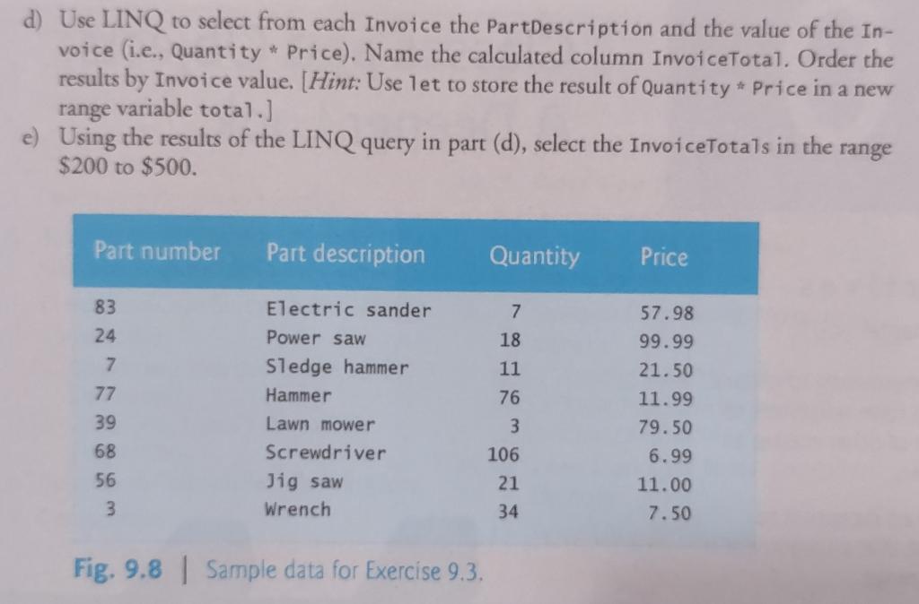 Solved 9.3 (Querying an Array of Invoice Objects) Use the | Chegg.com