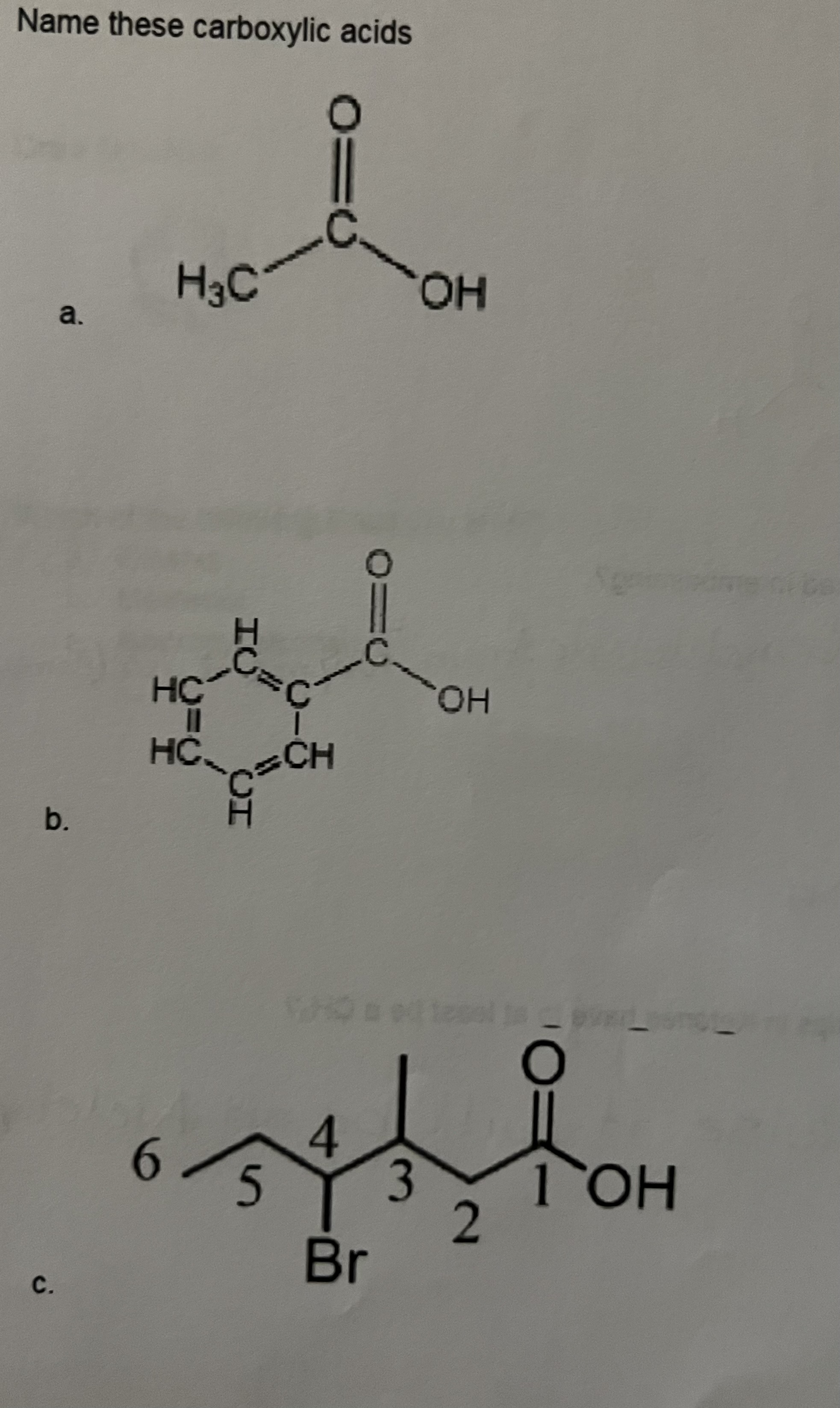 Solved Name these carboxylic acids a. b. c. | Chegg.com