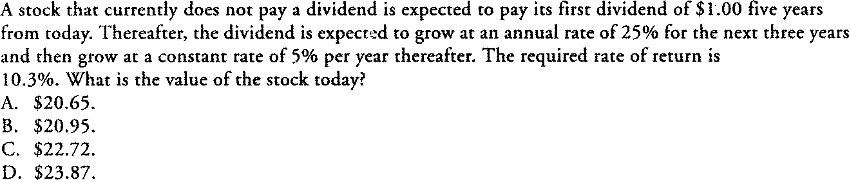 Solved A stock that currently does not pay a dividend is | Chegg.com