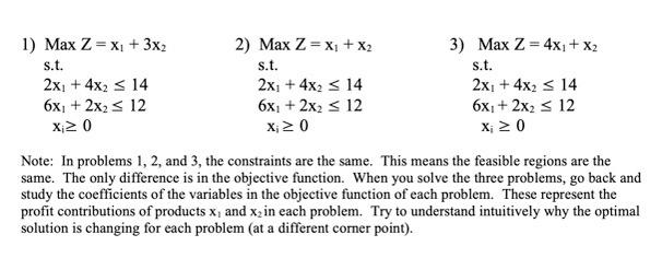 Solved 1) MaxZ=x1+3x2 2) MaxZ=x1+x2 3) MaxZ=4x1+x2 s.t. | Chegg.com