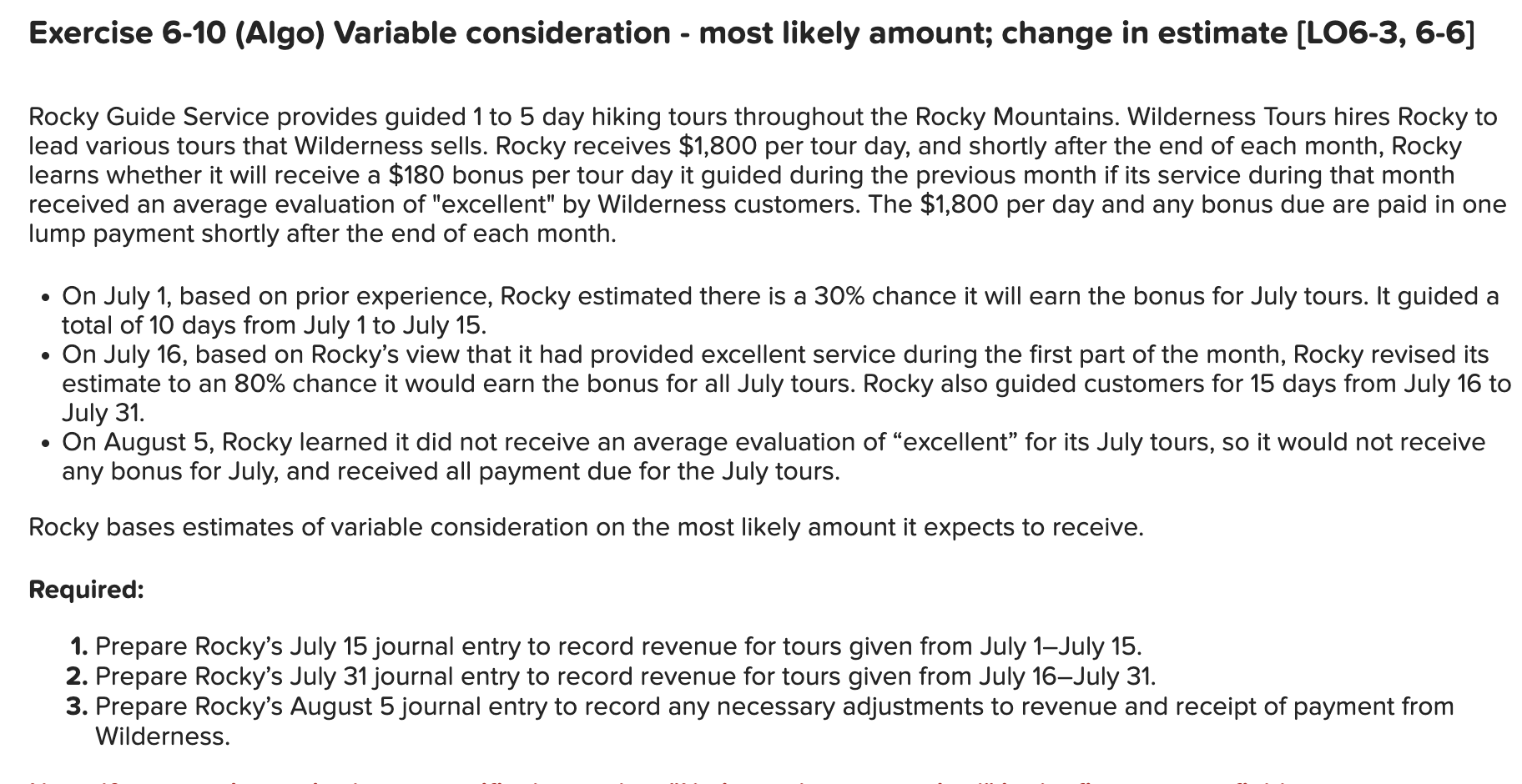 Solved Exercise 6-10 (Algo) ﻿Variable consideration - ﻿most | Chegg.com