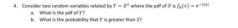 Solved 4. Consider two random variables related by Y X2 | Chegg.com