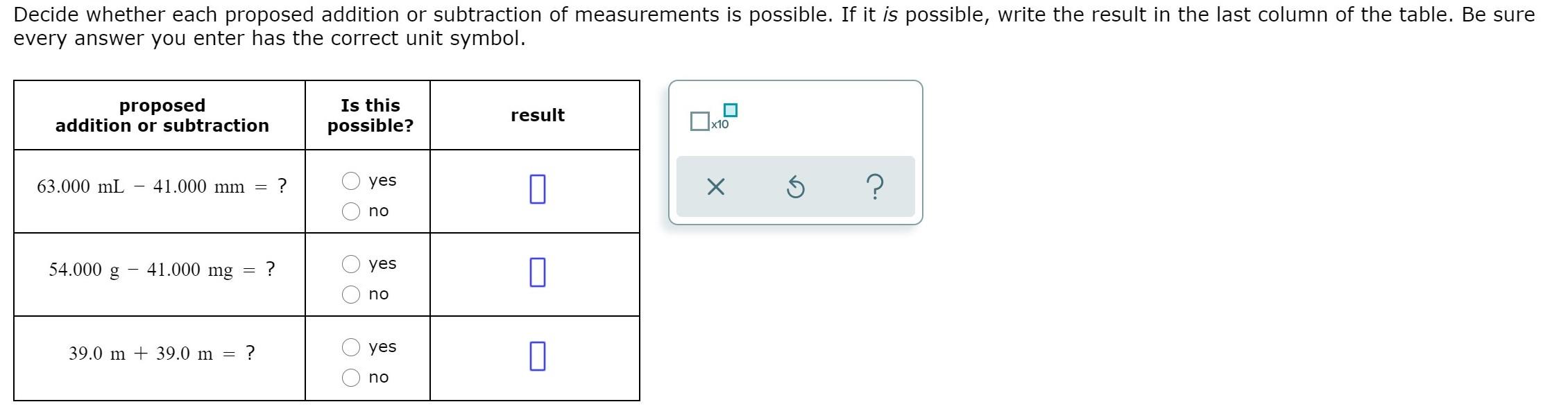 Solved Decide whether each proposed addition or subtraction | Chegg.com