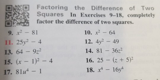 Solved ?Factoring the Difference of Two Squares In Exercises | Chegg.com