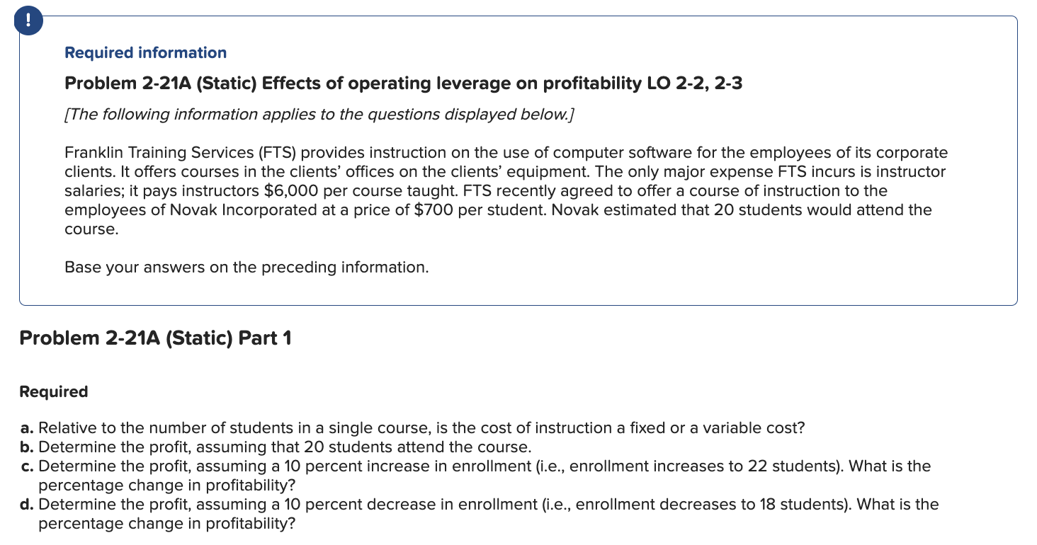 Solved Required information Problem 2-21A (Static) Effects | Chegg.com